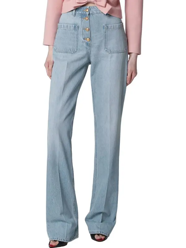 Valentino Garavani Straight-leg Cotton Denim Jeans - Light Blue