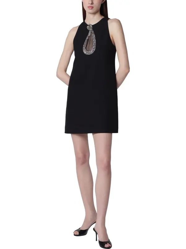 Valentino Garavani Short Embroidered Crepe Couture Dress - Black
