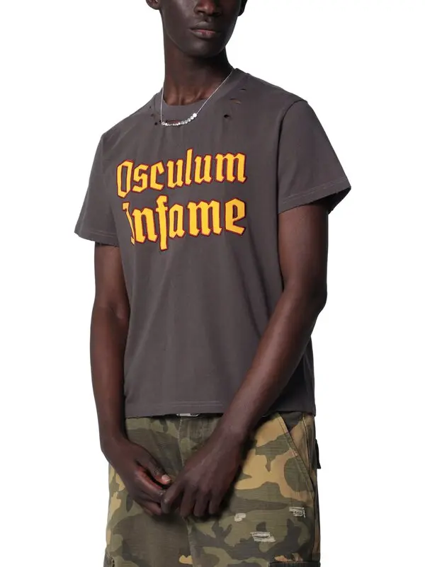 DAGGER Faded Grey Distressed Osculum Infame T-shirt - Black