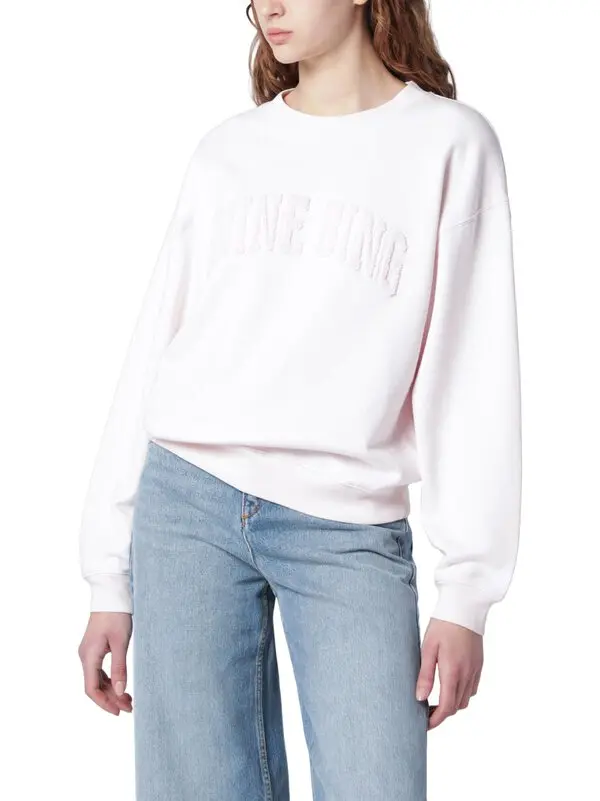 ANINE BING Spencer Mélange Cotton Sweatshirt - Pink