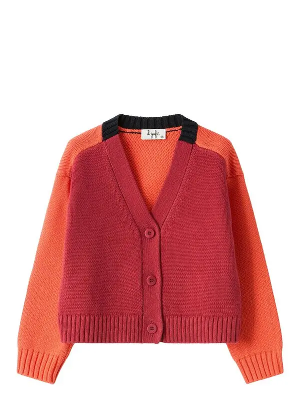 IL GUFO Color-block Organic Cotton Cardigan - Red