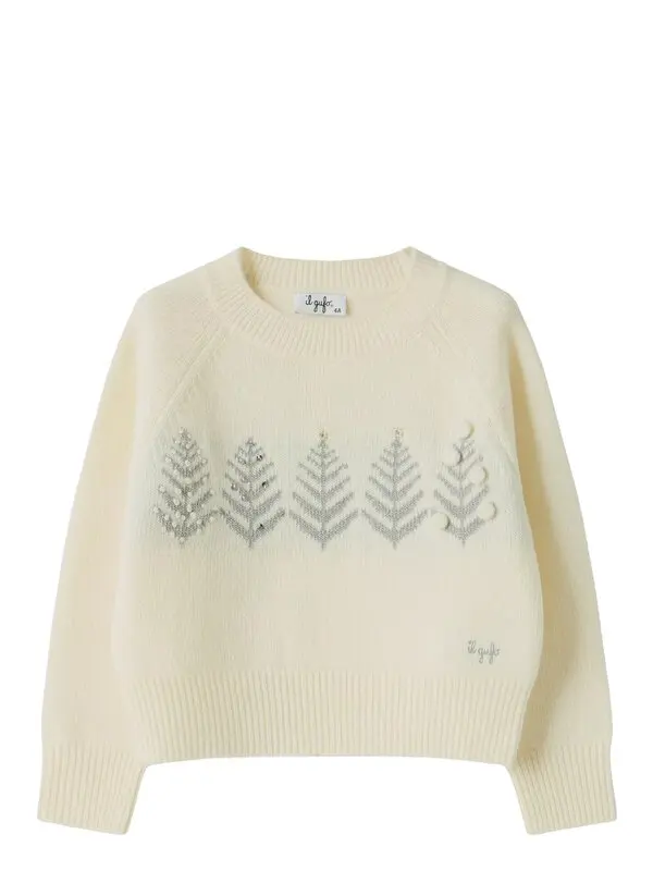 IL GUFO Wool Sweater With Jacquard Pine Pattern - White