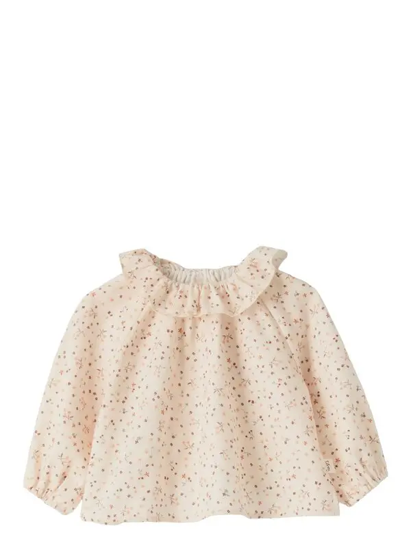 TEDDY & MINOU Floral Print Baby Blouse - Grey