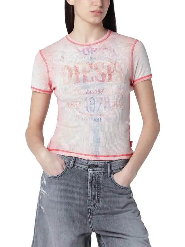 DIESEL® Cotton T-shirt With Graphic - White