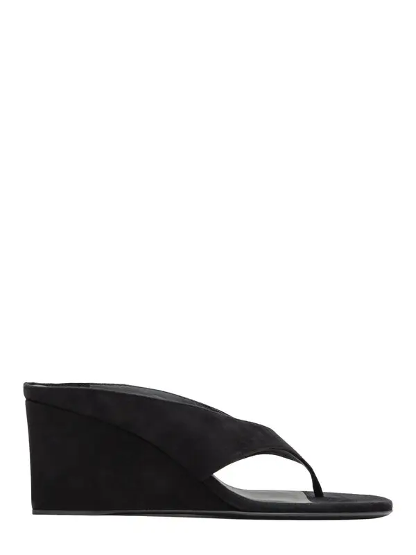 Alaïa Suede Wedge Thong Mules - Black