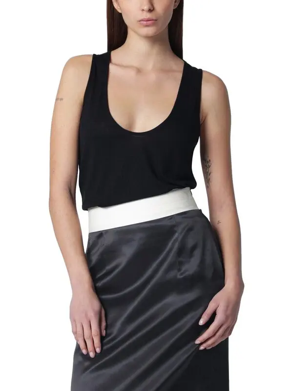 Loulou De Saison Wool Blend Jersey Tank Top - Black