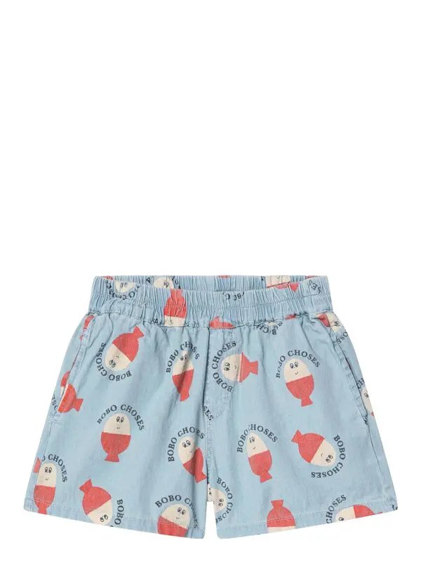 BOBO CHOSES Logo Printed Shorts - Light Blue