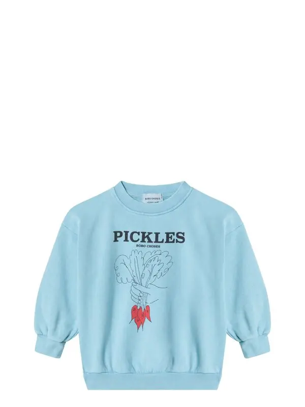 BOBO CHOSES Cotton Sweatshirt With Pickles Print - Light Blue