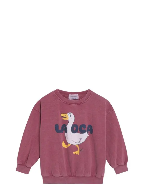 BOBO CHOSES Vintage-effect Sweatshirt With Goose Print - Brown