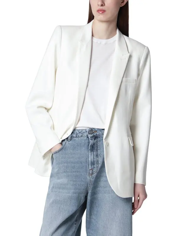THE FRANKIE SHOP Amelia Tailored Blazer In Wool Blend - White
