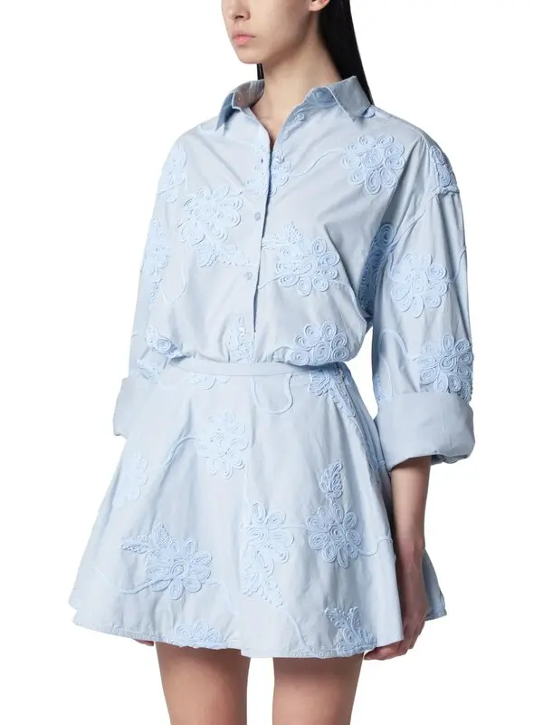 ROTATE BY BIRGER CHRISTENSEN Flower Oversized Shirt - Light Blue