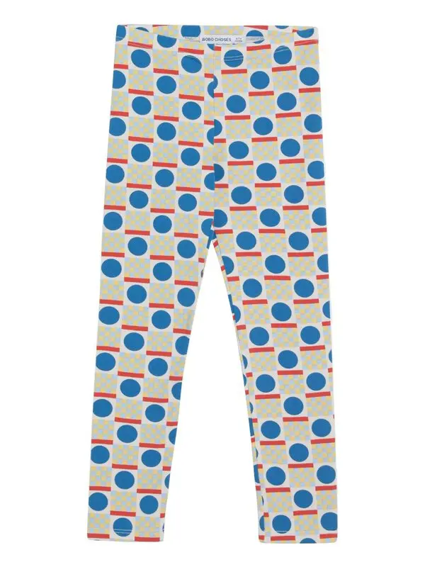 BOBO CHOSES Leggings With Multicolour Geometric Pattern - White