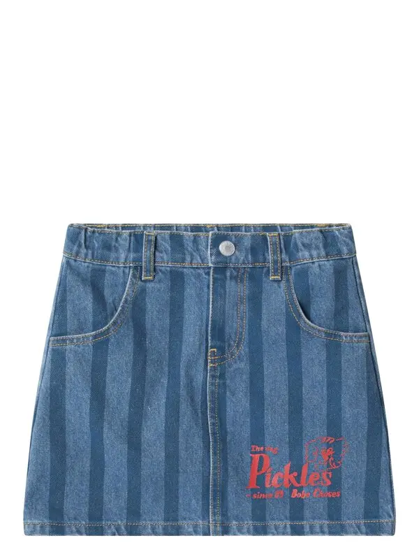 BOBO CHOSES Pickles The Dog Striped Denim Skirt - Blue