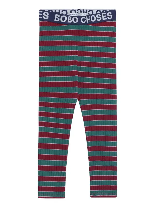 BOBO CHOSES Ribbed Striped Cotton Leggings - Multicolor