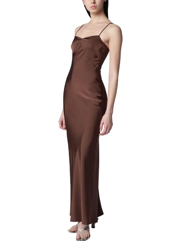ROTATE BY BIRGER CHRISTENSEN Satin Slip Maxi Dress - Brown