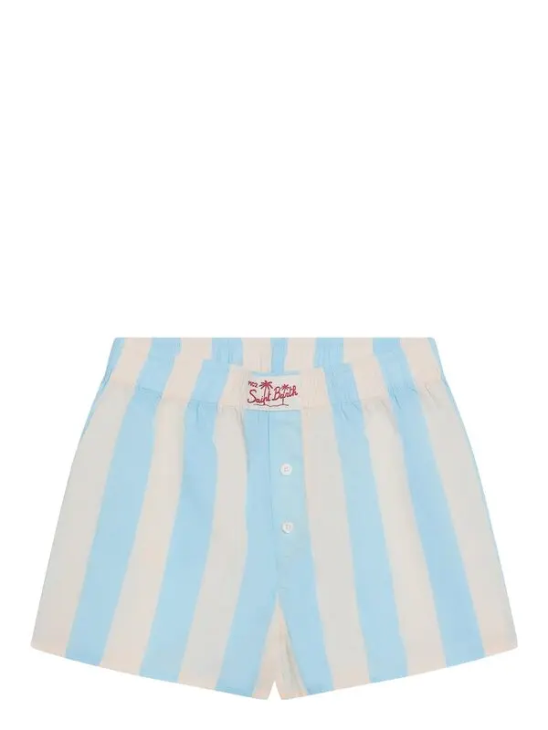 MC2 SAINT BARTH Striped Boxy Jr Shorts - Light Blue