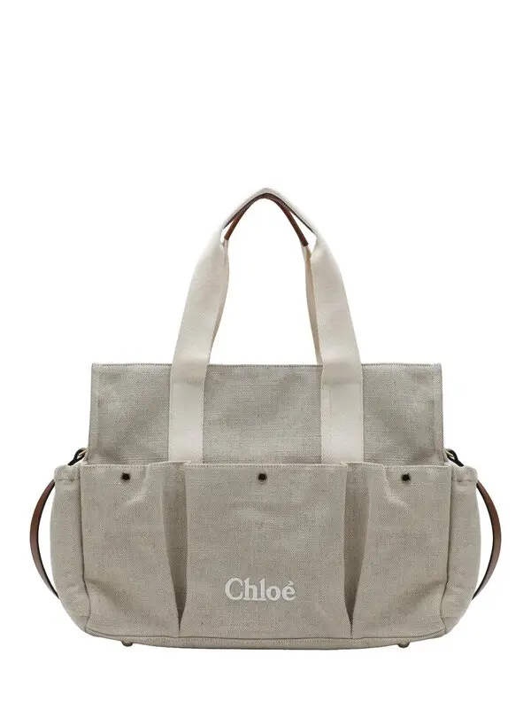 Chloé Changing Bag With Logo Embroidery - White