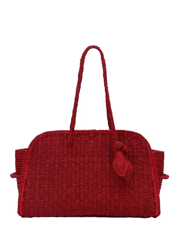 Jacquemus Turismo Raffia Bowling Bag - Red