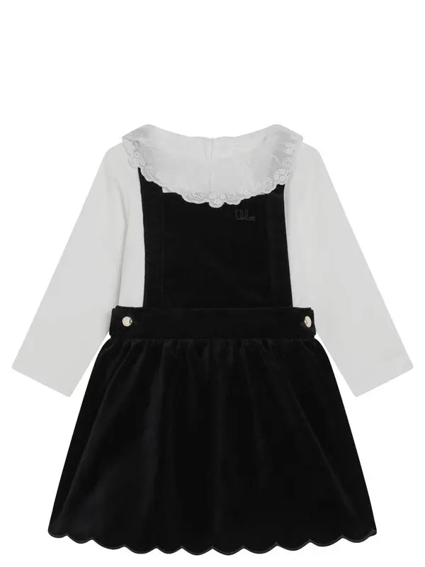 Chloé White And Velvet Dress - Blue