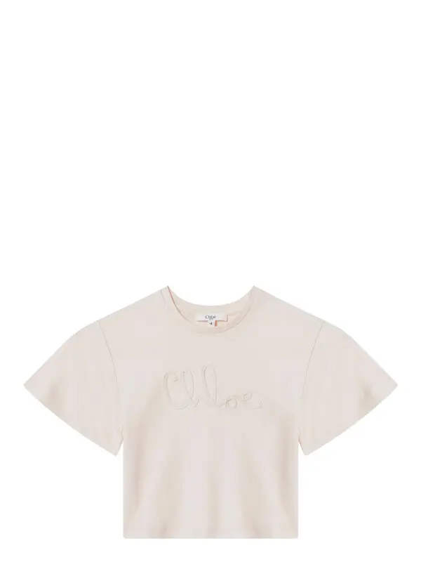 Chloé Logo Embroidered Cropped T-shirt - Pink
