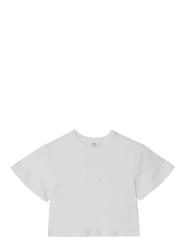 Chloé Cropped T-shirt With Logo Embroidery - White