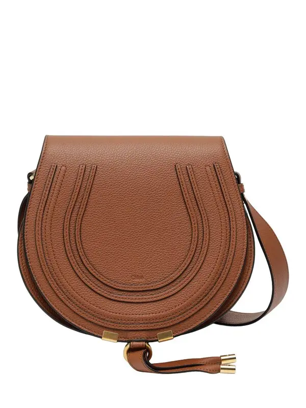 Chloé Saddle Marcie Bag In Grained Leather - Brown