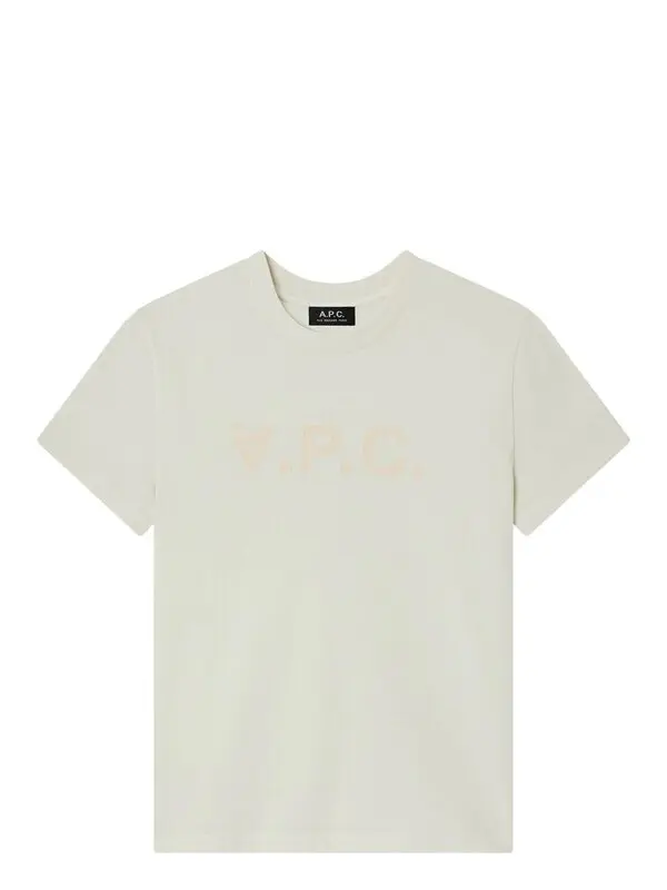 A.p.c. Cotton Crewneck T-shirt With Logo - Beige