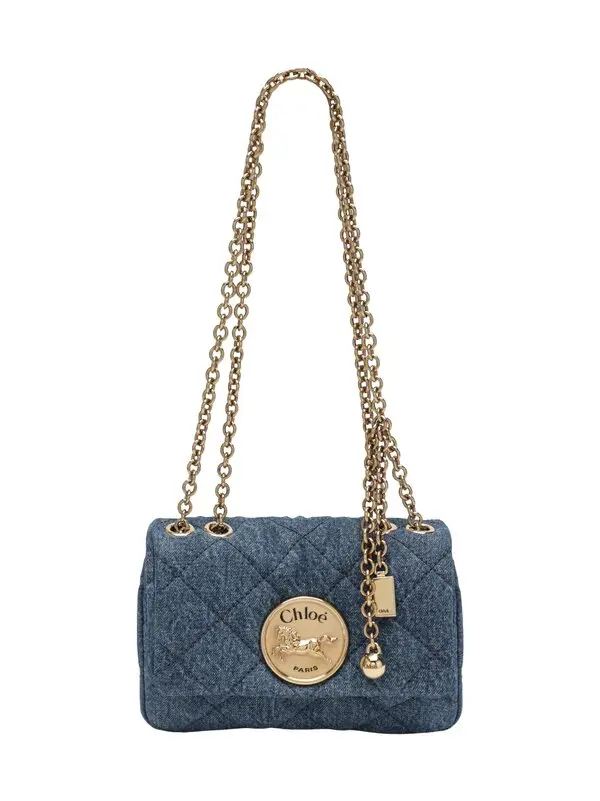 Chloé Heritage Small Quilted Denim Shoulder Bag - Blue