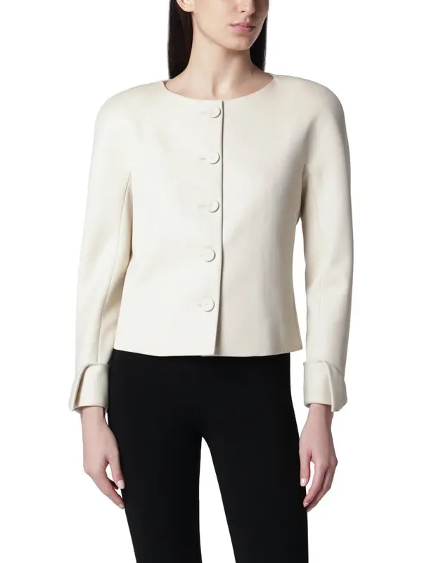 Chloé Fitted Jacket In Grain De Poudre Wool - Beige