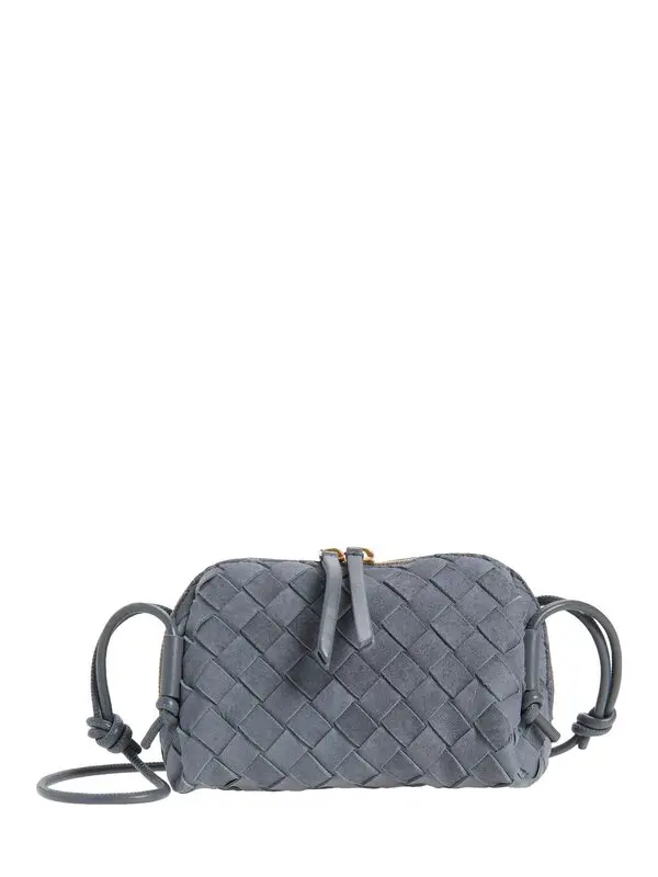 Bottega Veneta Intrecciato Suede Crossbody Bag - Cloudy Indigo
