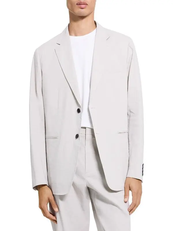 Theory Standard Linen Blend Suit Jacket - Silver Cloud