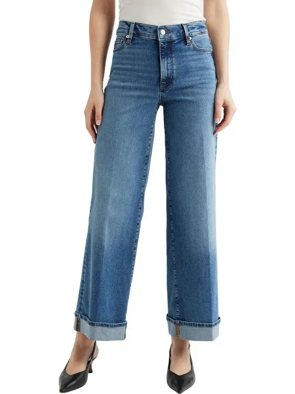 FRAME Le Slim Palazzo Cuffed High-waist Wide-leg Jeans - Canals