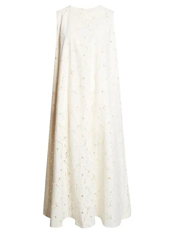Marimekko Alvariinsa Unikko Cotton Eyelet Maxi Dress - Off White
