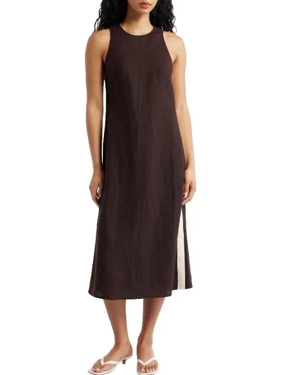Madewell Sleeveless Linen Maxi Dress - Cocoa