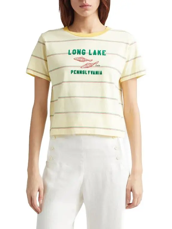 BODE Summertime Stripe Cotton T-shirt - Yellow Multi