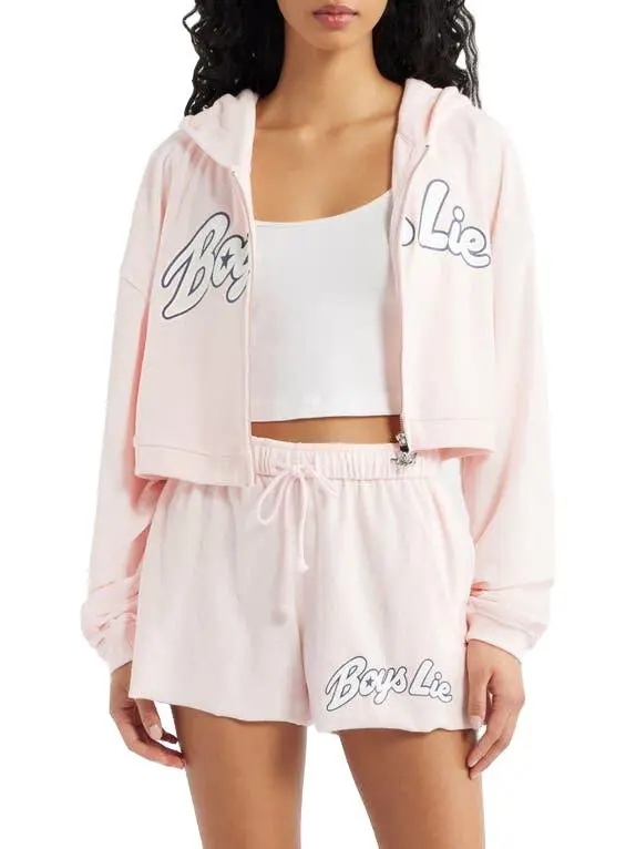 BOYS LIE Starlight Alex Crop Zip-up Hoodie - Pink