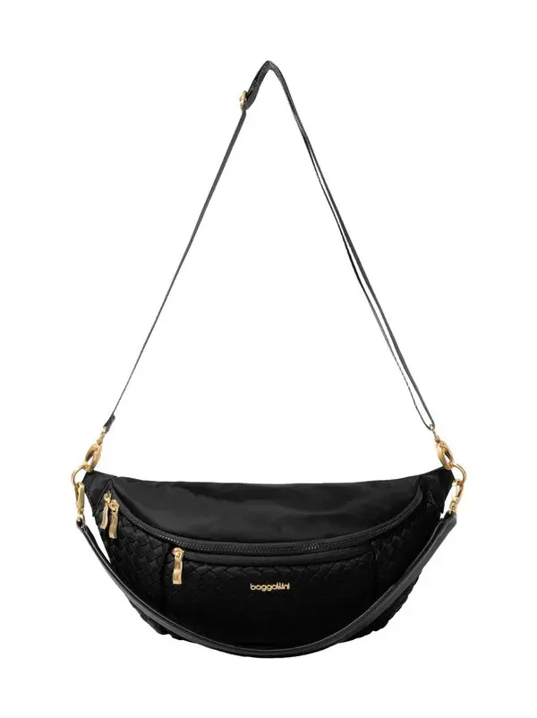 BAGGALLINI Stanton Woven Crossbody - Black Woven Twill