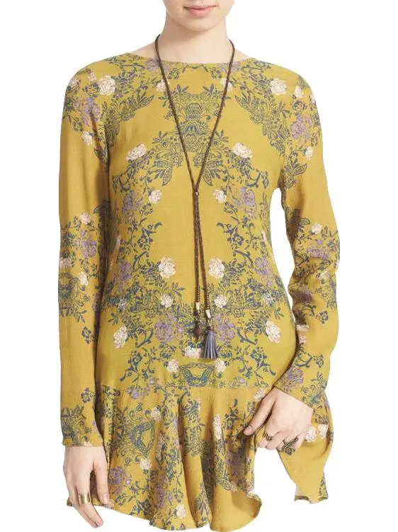Free People Smooth Talker Tunic Dress - Gold Combo
