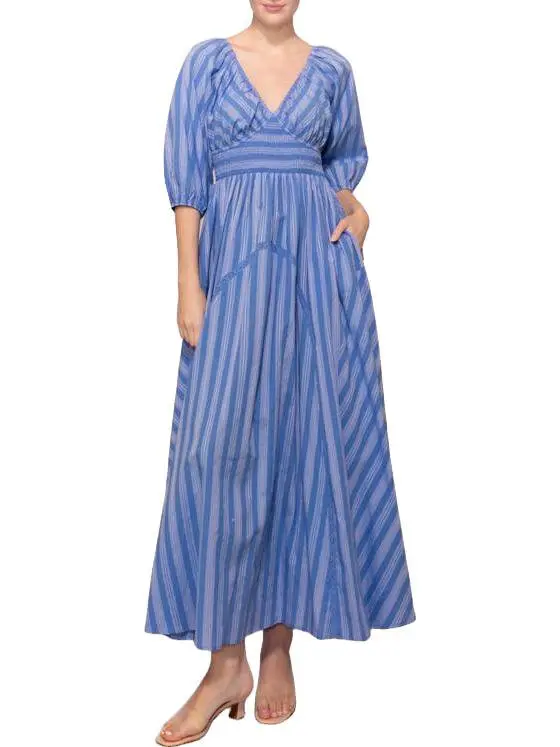MELLODAY Stripe Maxi Dress - Blue Stripe
