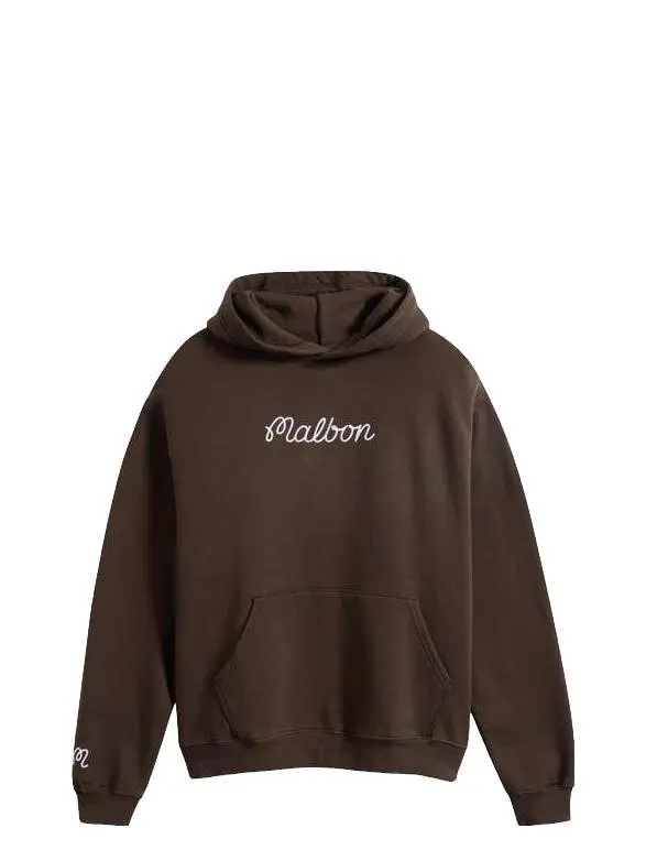 MALBON Fesque Logo Embroidered Hoodie - Brown