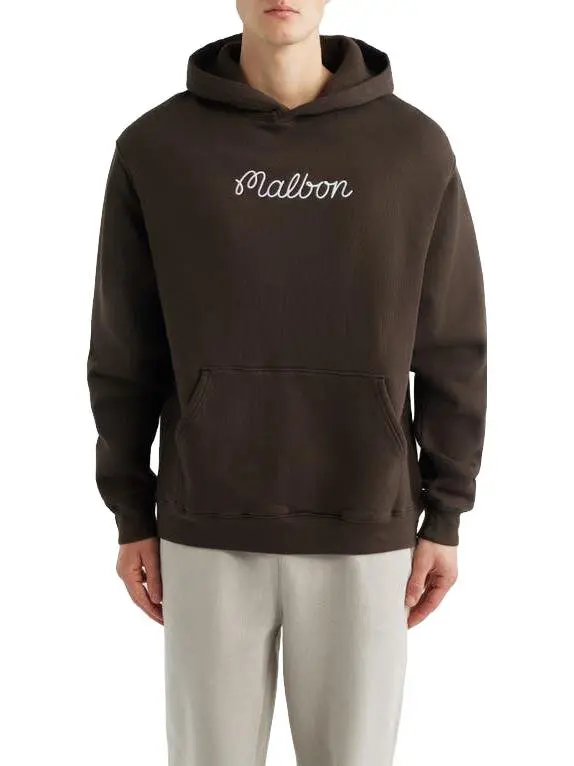 MALBON Fesque Logo Embroidered Hoodie - Brown
