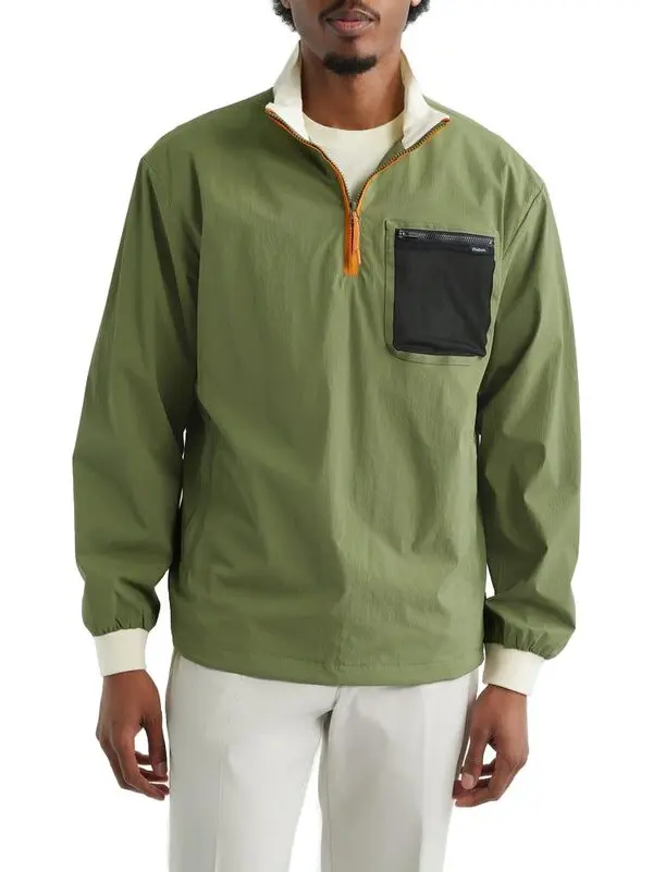 MALBON Cascade Colorblock Quarter-zip Windshirt Pullover - Olivine