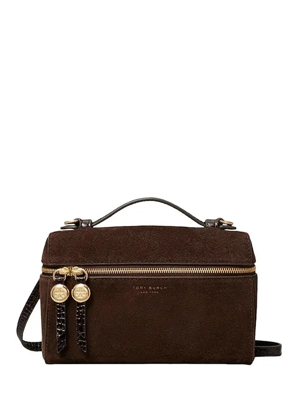 Tory Burch Suede Top Handle Bag - Dark Cocoa