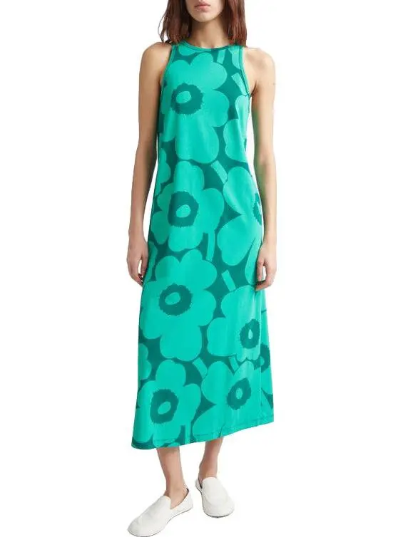 Marimekko Erilainen Unikko Cotton Jersey Tank Dress - Green Dark Green