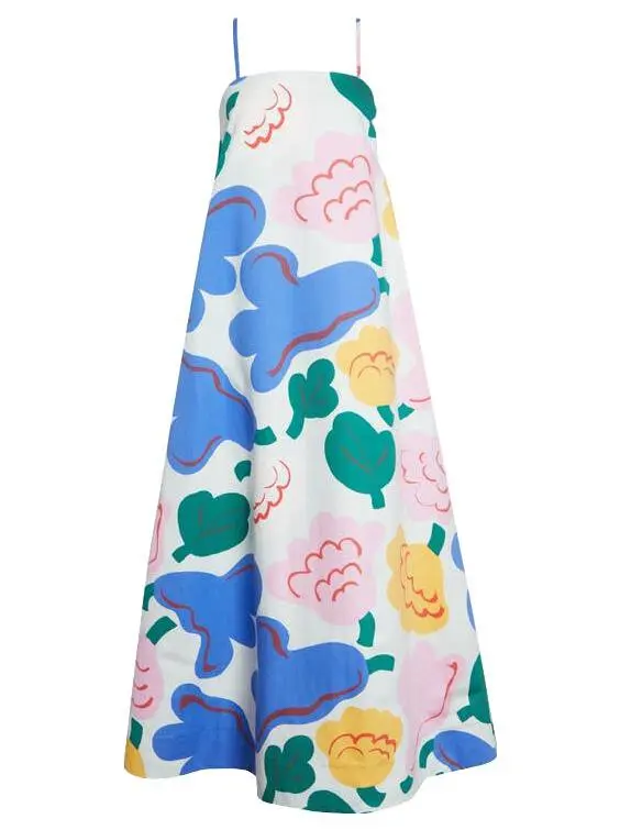 Marimekko Huvittaa Kukasta Kukkaan Floral Maxi Dress - Light Green/green/blue