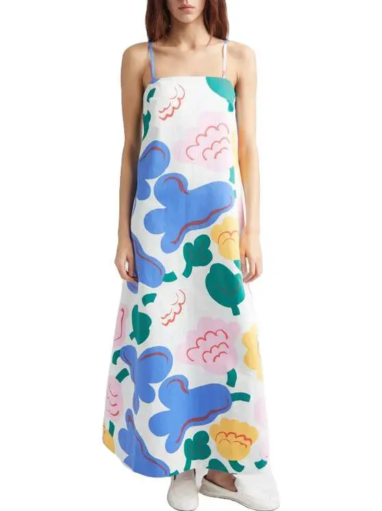 Marimekko Huvittaa Kukasta Kukkaan Floral Maxi Dress - Light Green/green/blue