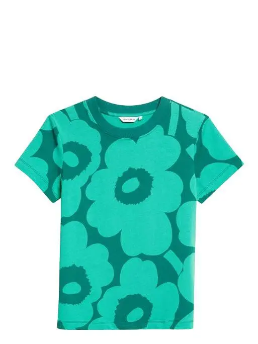 Marimekko Heleys Unikko Cotton T-shirt - Green Dark Green