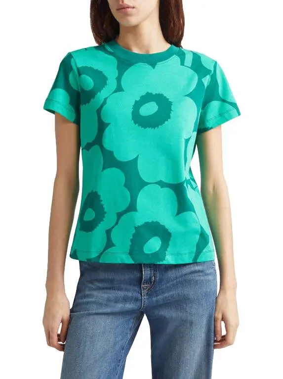 Marimekko Heleys Unikko Cotton T-shirt - Green Dark Green