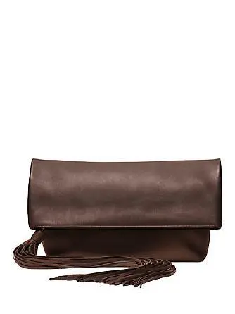 Michael Kors Thalitha Leather Foldover Clutch - Brown