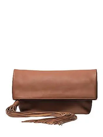 Michael Kors Thalitha Leather Foldover Clutch - Brown